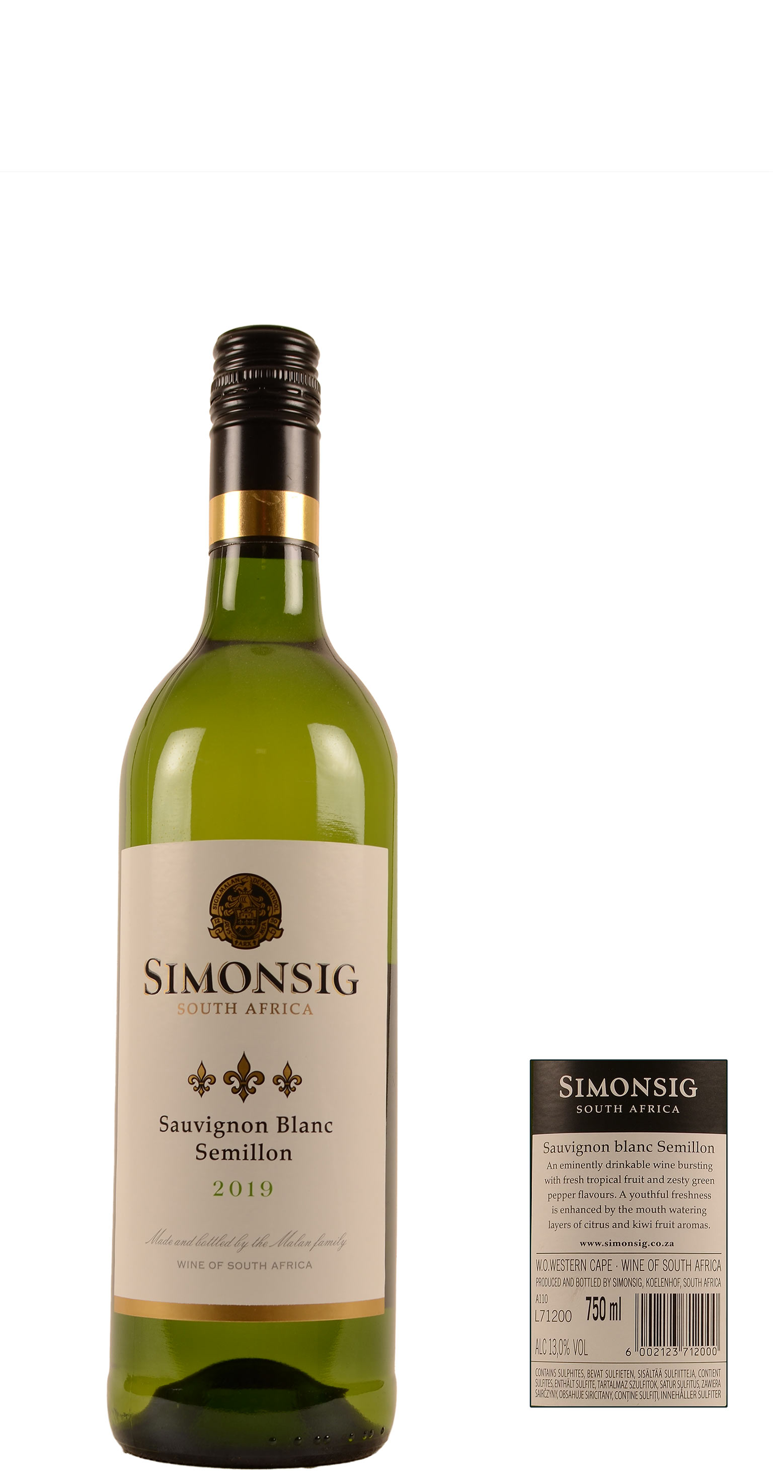 2019 - Simonsig Estate - Sauvignon Blanc - Semillon - (Screwcap) - 0,75 ...